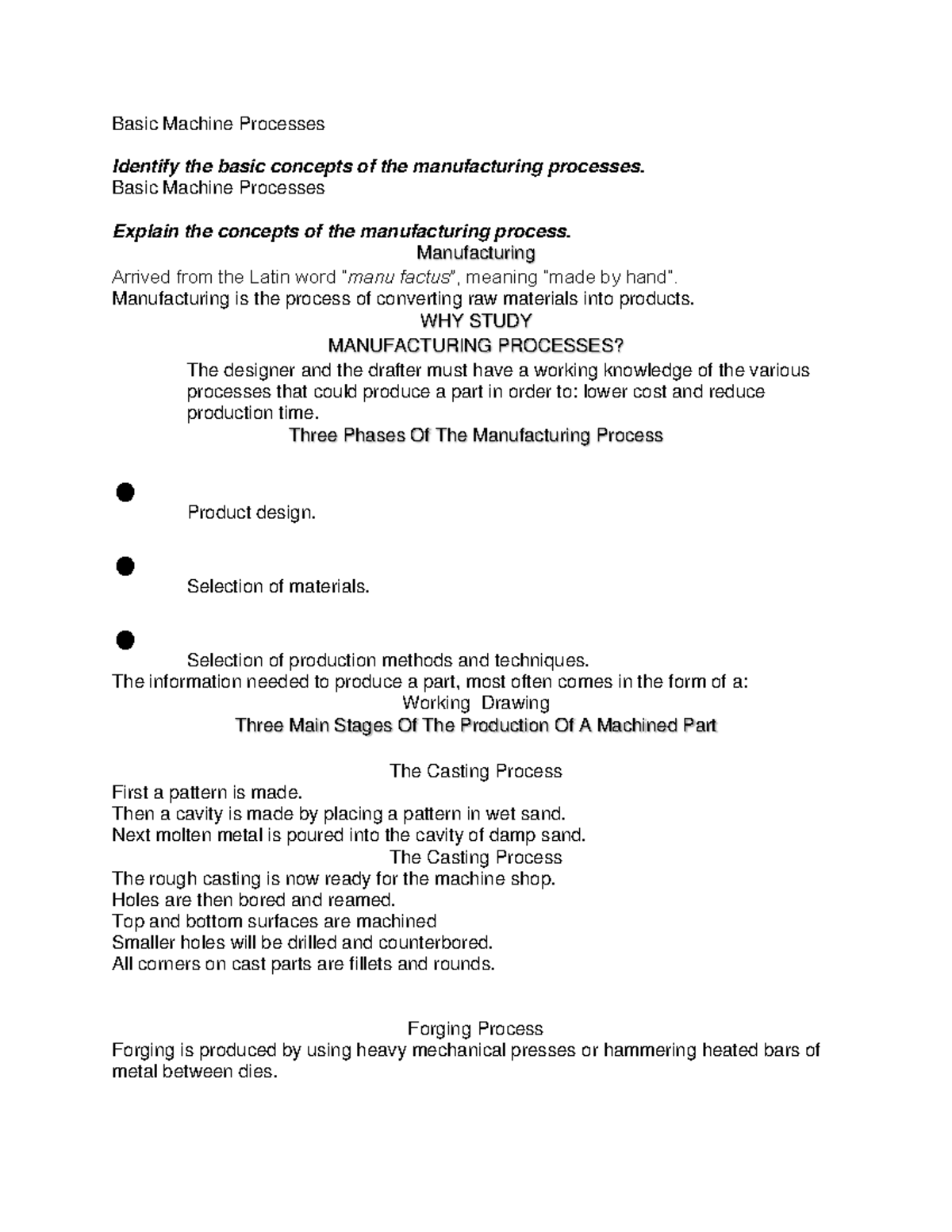 Basic Machine Processes - Basic Machine Processes Identify the basic ...