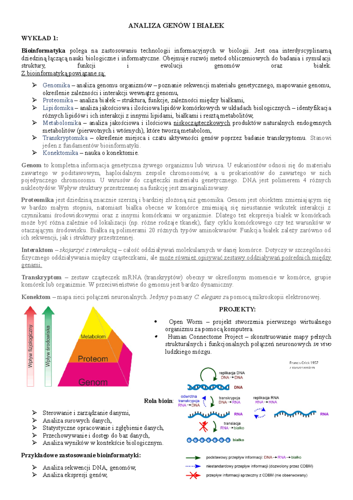 Analiza Genów I BIAŁEK notatki - ANALIZA GENÓW I BIAŁEK WYKŁAD 1 ...