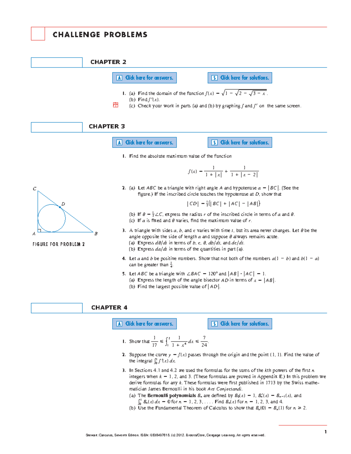 8e challprobs student - CHALLENGE PROBLEMS Stewart: 1 Calculus, Sixth ...