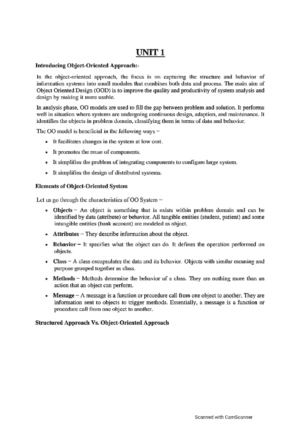 Unit 1 OOPS BCA - unit 1 complete notes of DCRUST university - Cmputer ...