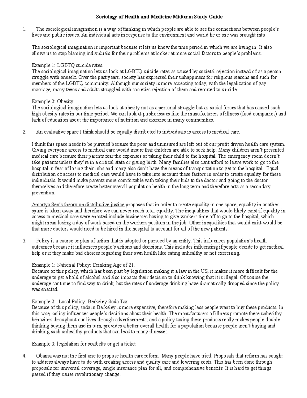 Sociology Of Health and Medicine Midterm Study Guide - The sociological ...