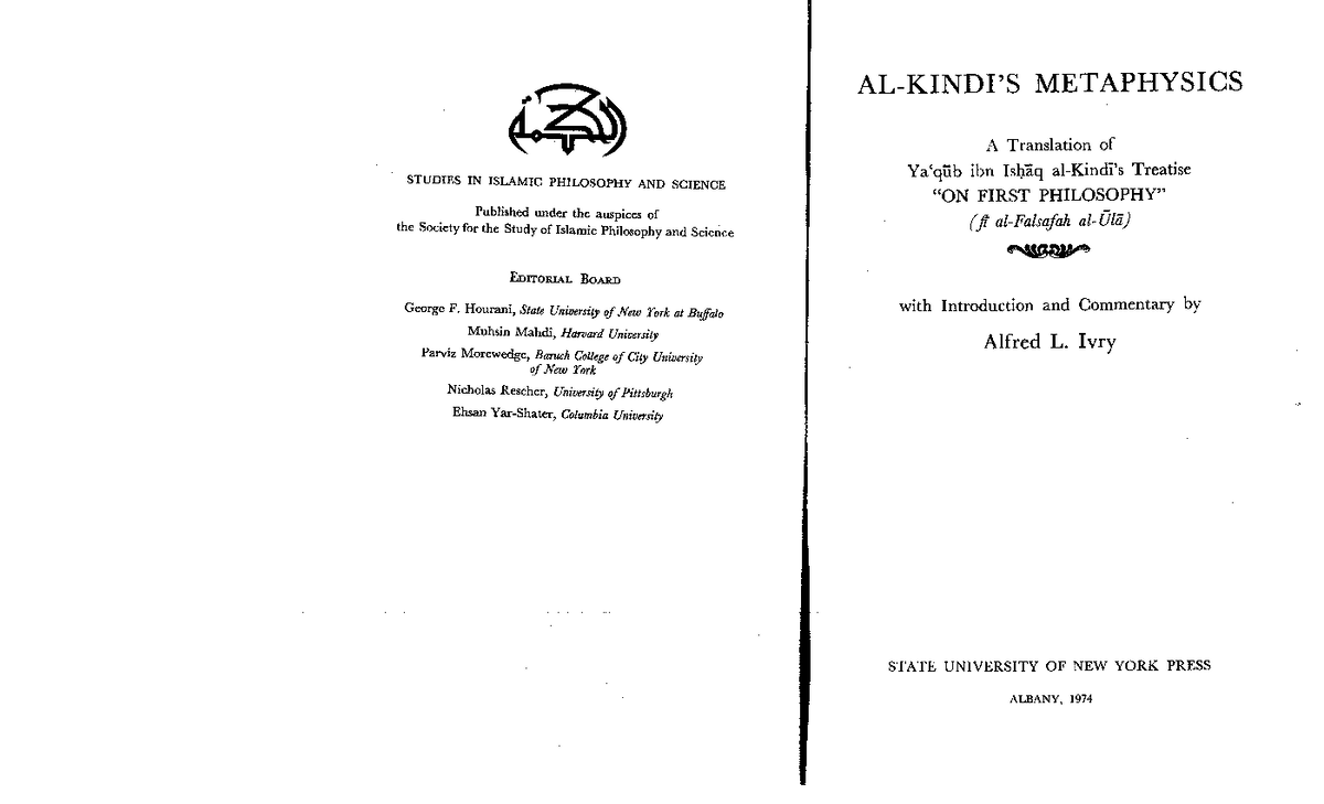 Al-Kindi, On First Philosophy-Ch - PHIL 222 - Studocu