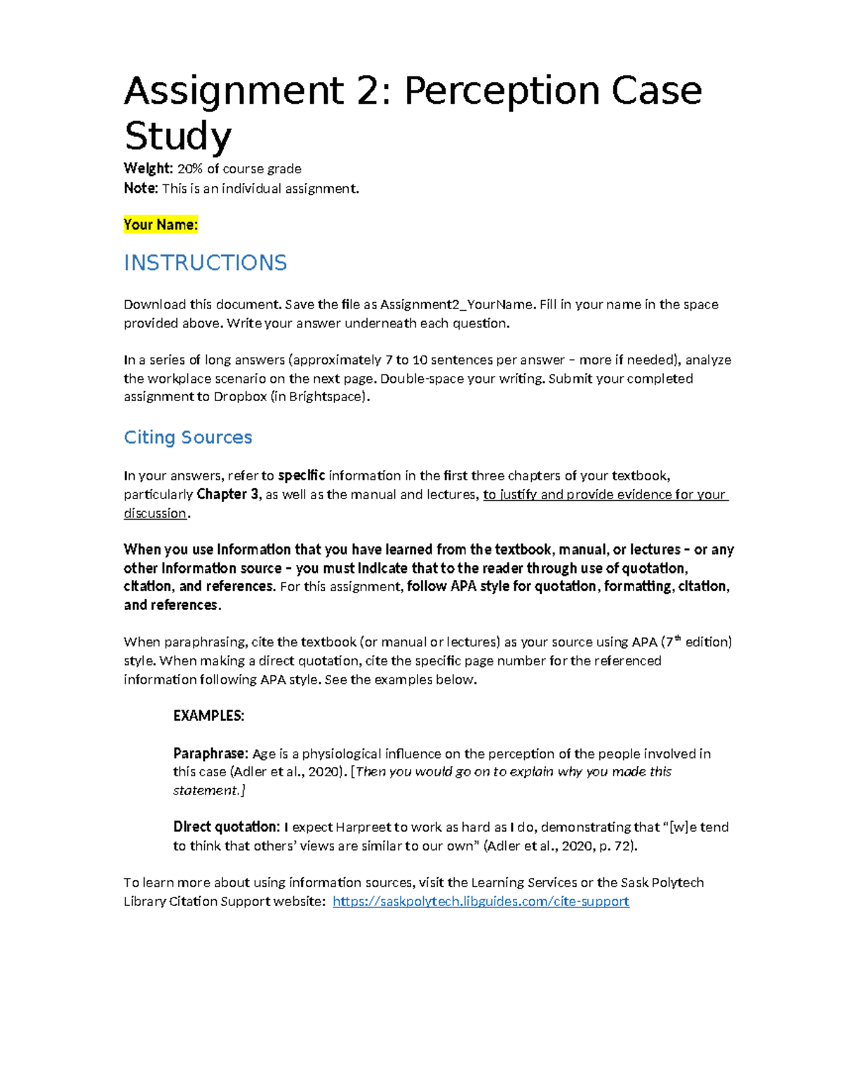 COMM 291 Assignment 2 Perception 2024 - Assignment 2: Perception Case ...