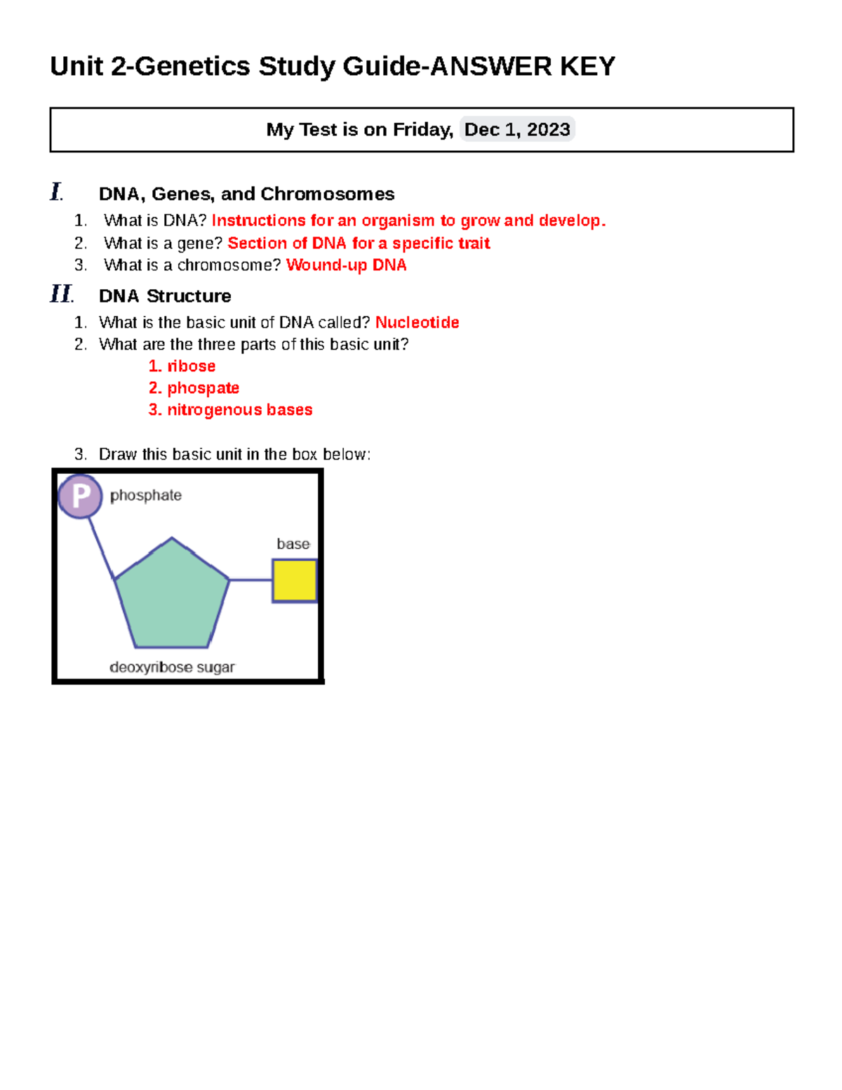 U2 Genetics Study Guide 11 29- Answer KEY - Google Docs - Unit 2 ...