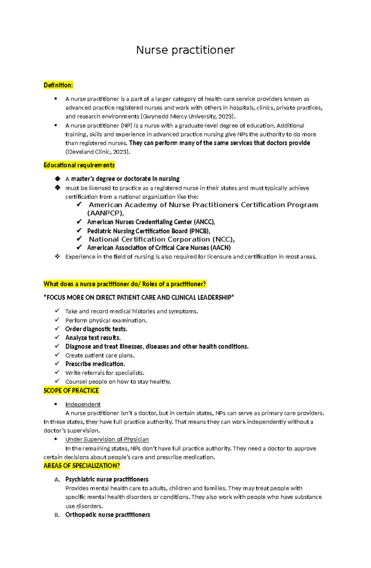 Nurse-practitioner - An indepth notes on nurse as a health practitioner ...