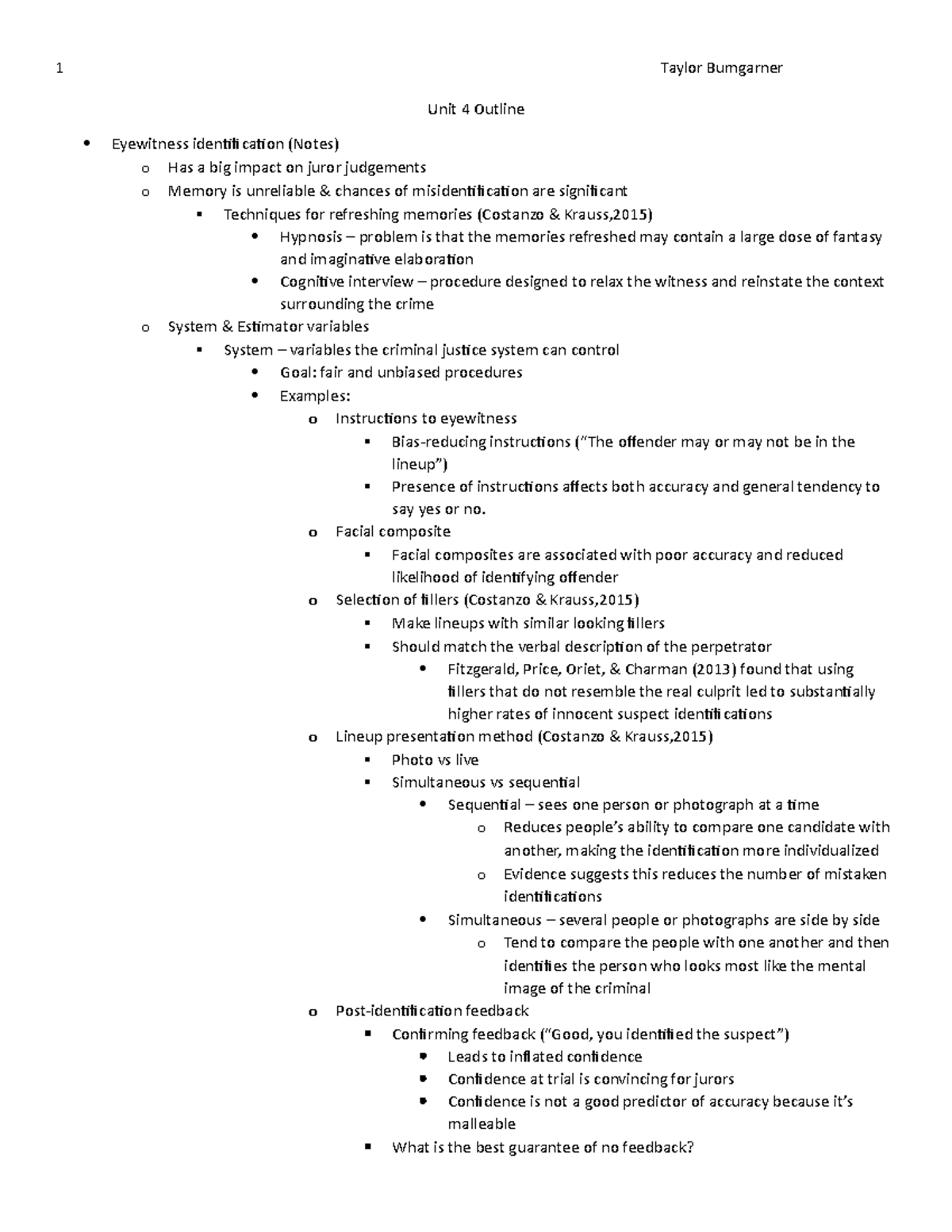 Unit 4 Outline - Twila Wingrove - 1 Taylor Bumgarner Unit 4 Outline ...