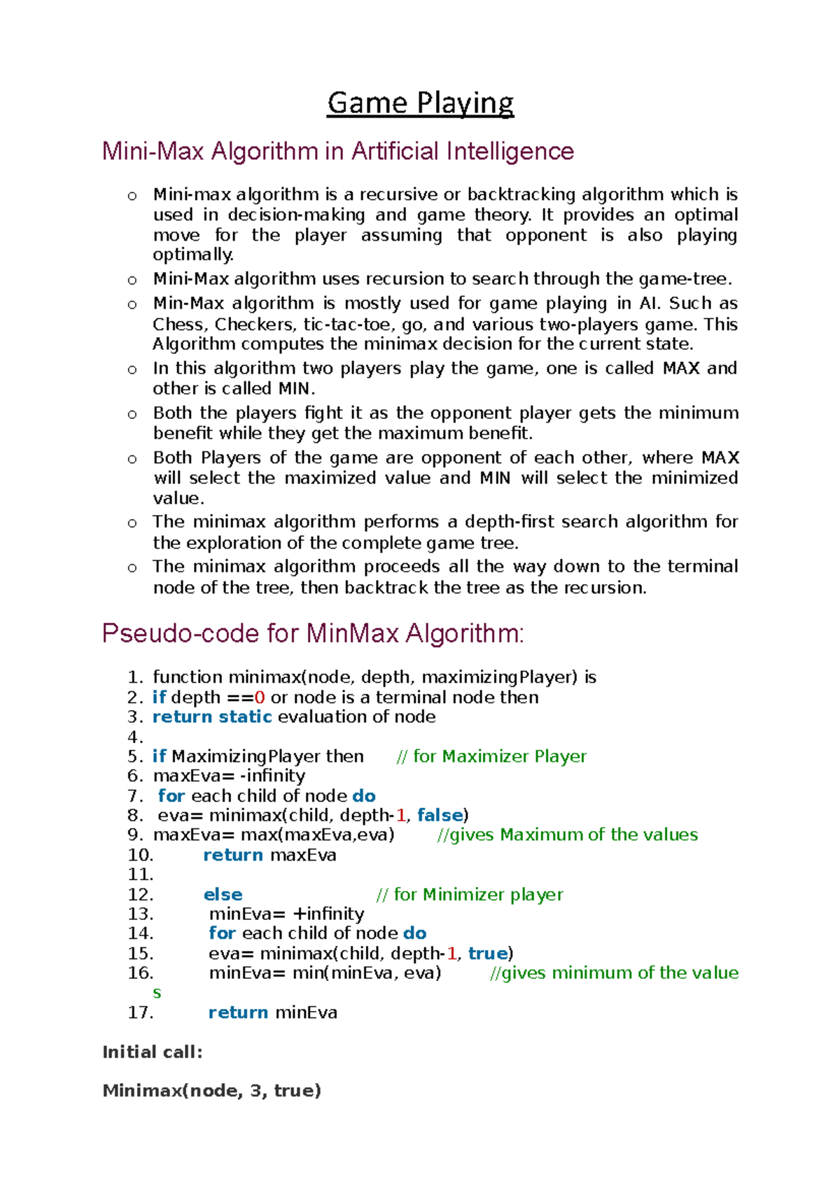 9 M4 Alpha Beta Pruning I Game Playing Mini Max Algorithm In Artificial Intelligence O Mini