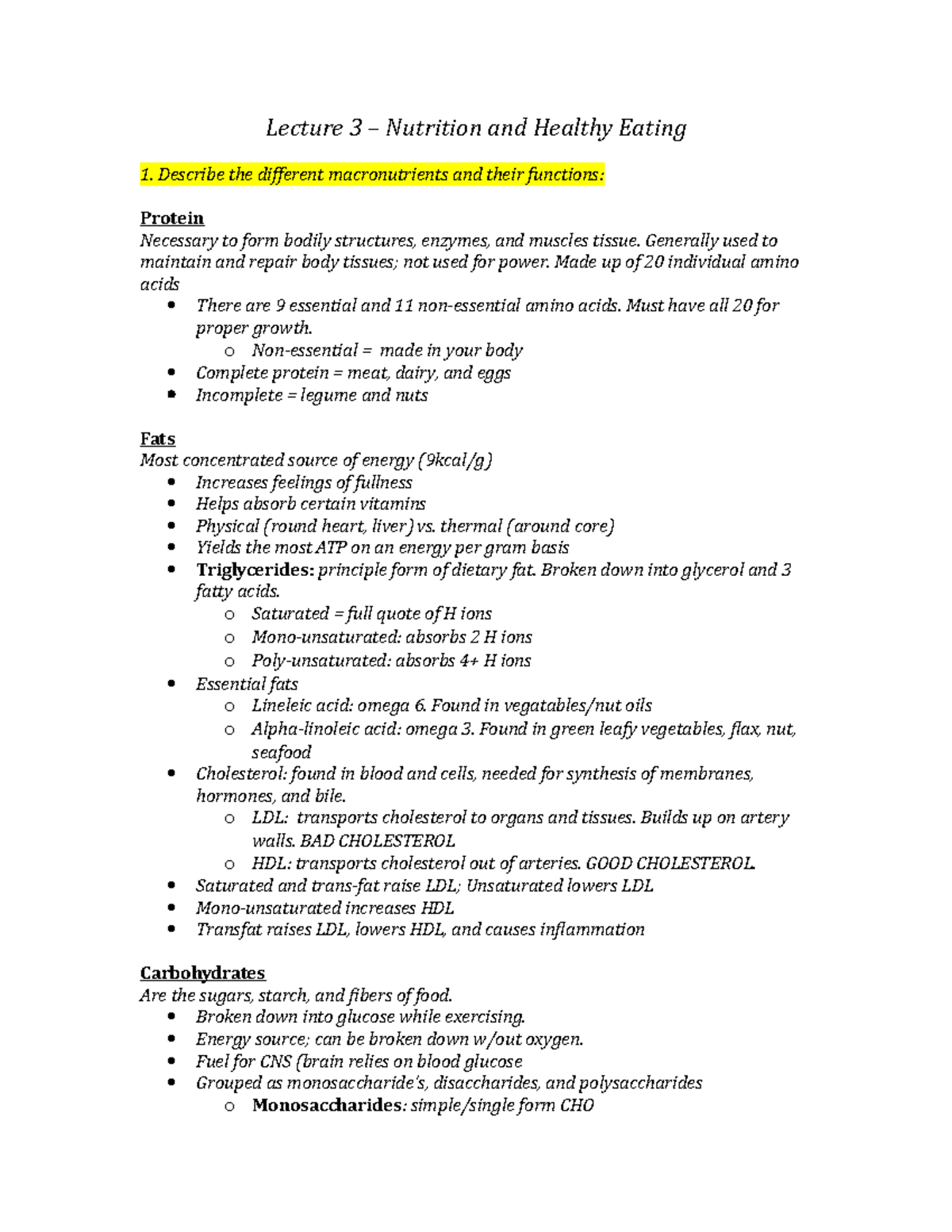 Lecture 3 – Nutrition and Healthy Eating - Lecture 3 – Nutrition and ...