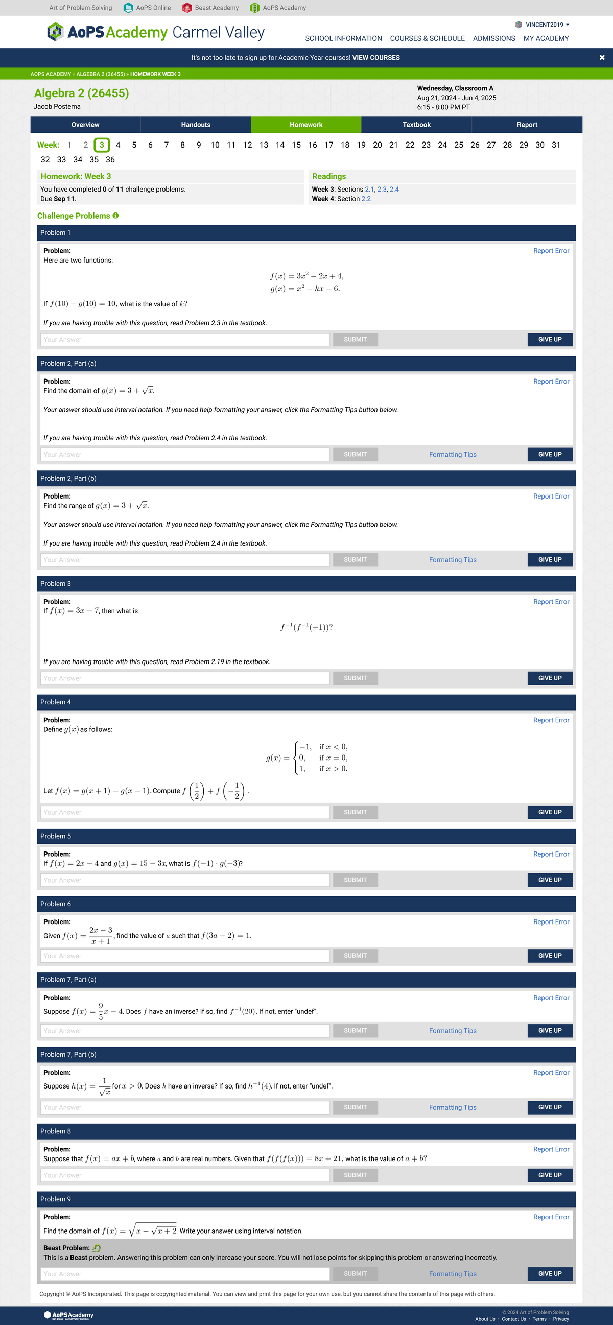 26455 Algebra 2 - It's not too late to sign up for Academic Year ...
