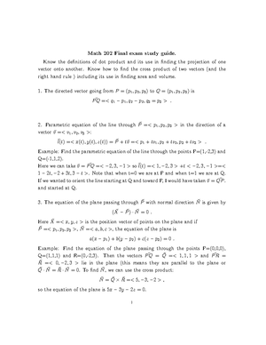 Calculus 3 Final Exam Practice - Question 1. (i) Give specific ...