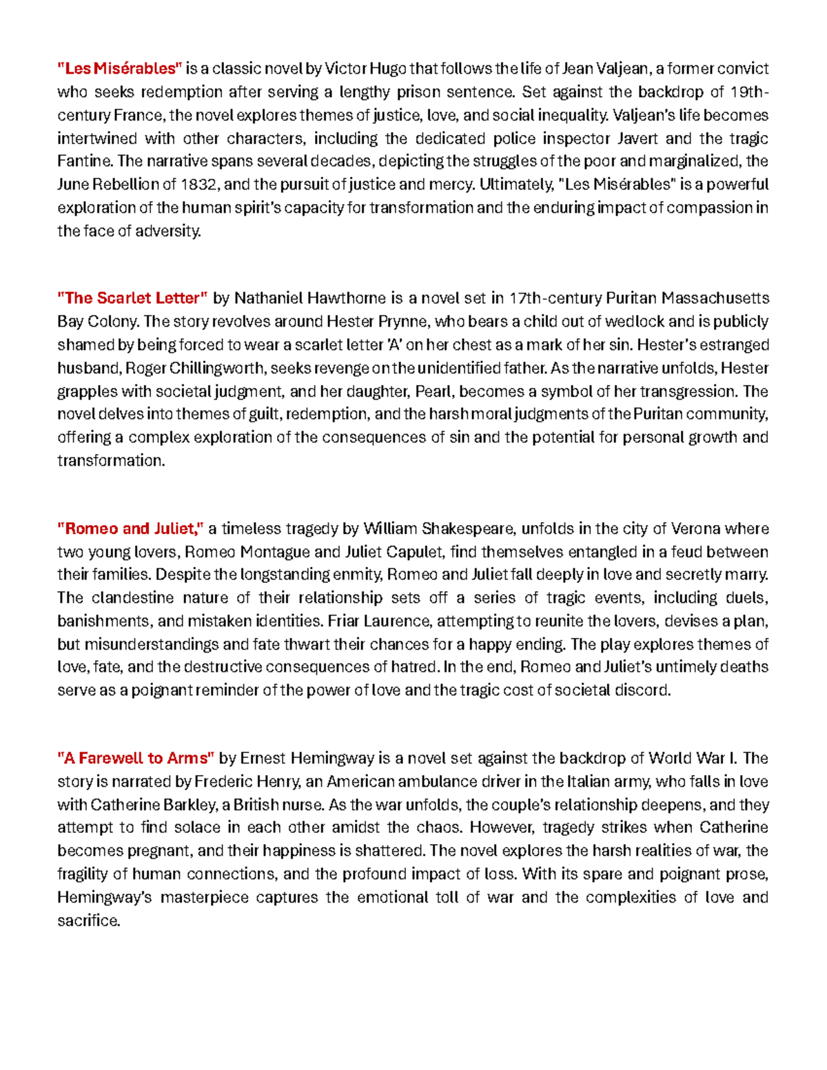 Summary - "Les Misérables" is a classic novel by Victor Hugo that ...