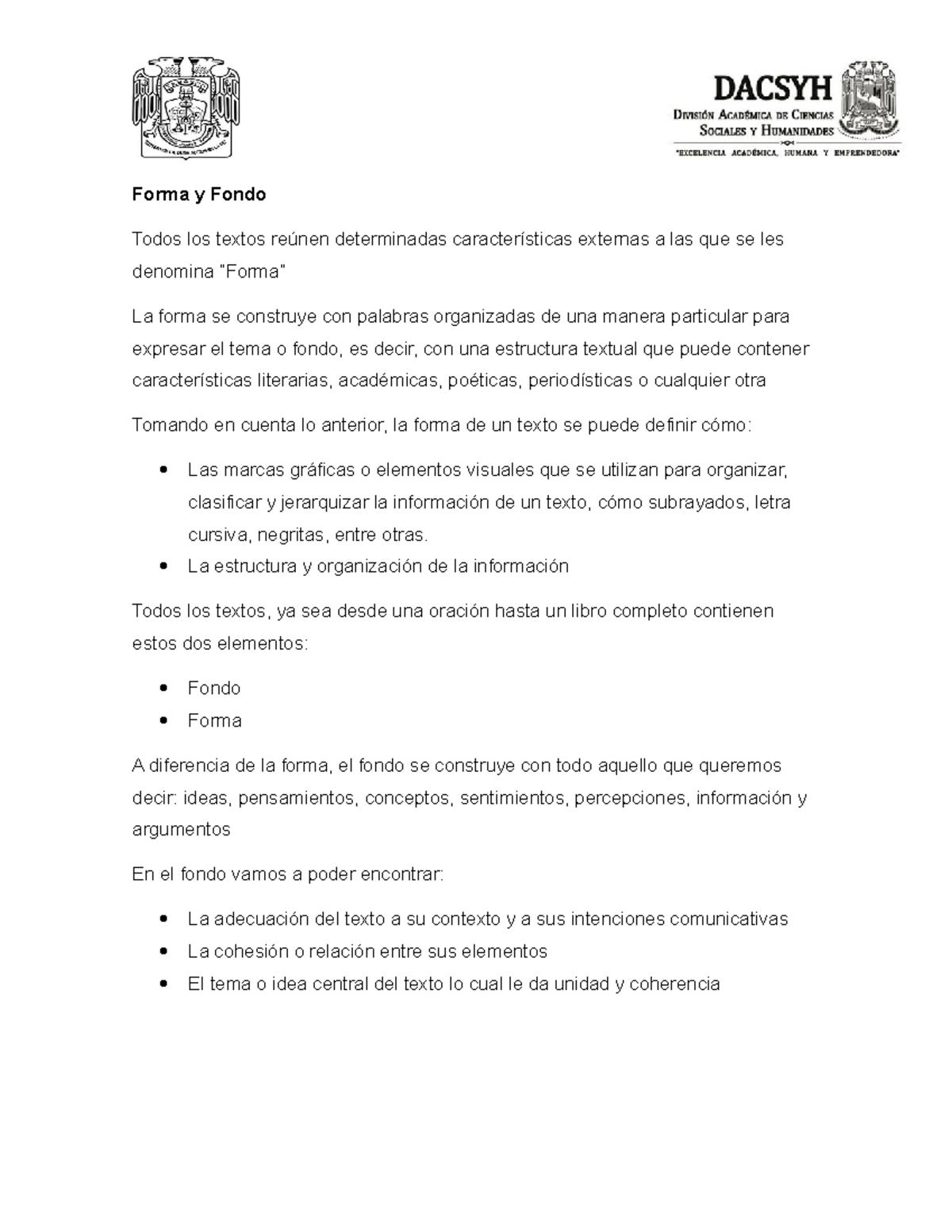 Fondo y Forma - Apuntes 3 - Forma y Fondo Todos los textos reúnen ...