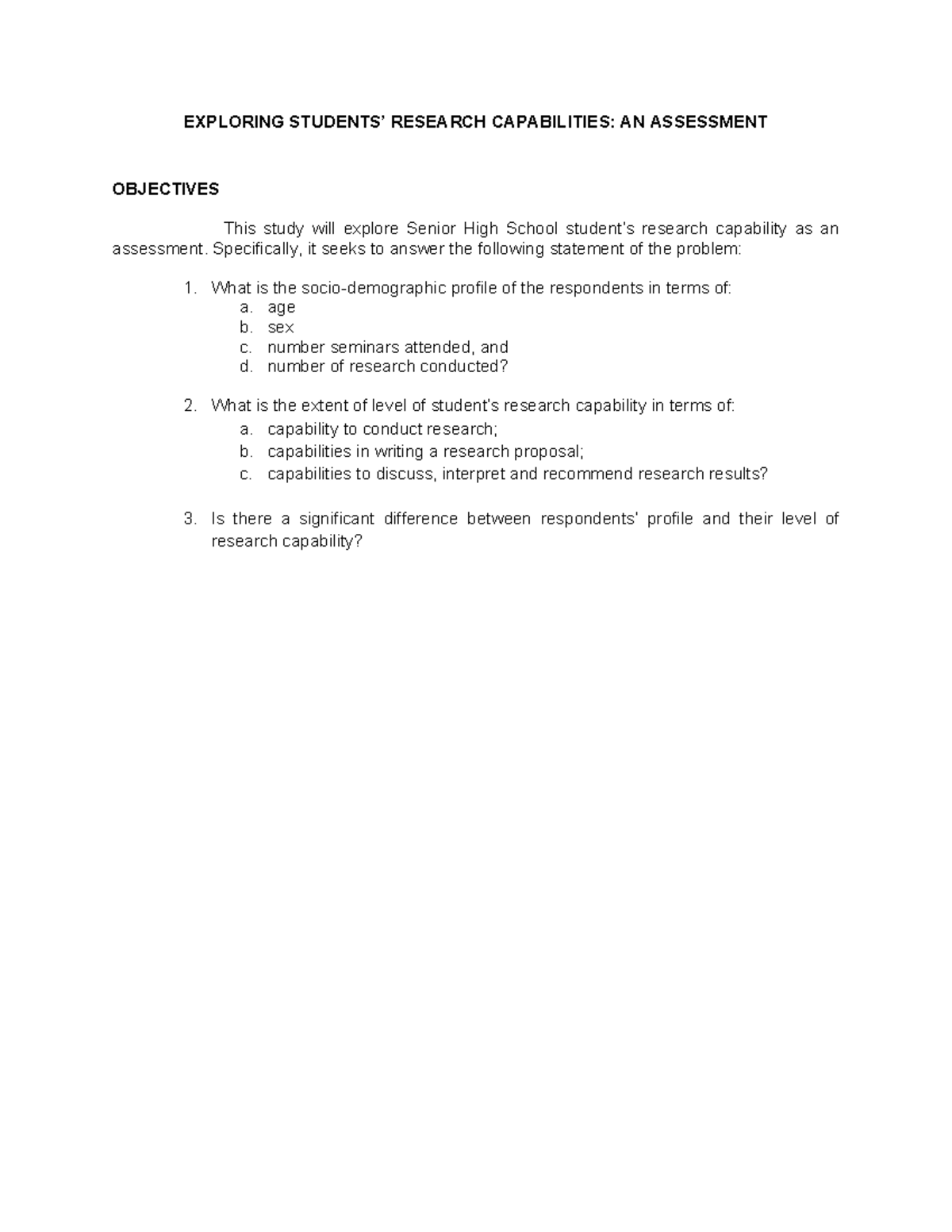 Questionnaire Teacher Research Practice - EXPLORING STUDENTS’ RESEARCH ...