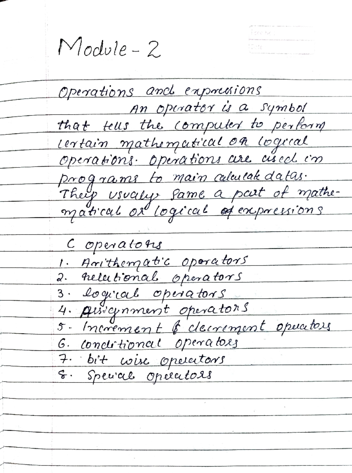 C- notes 2nd module - Module- 2 Operations ancl_enprhio?S An opnatóy u ...