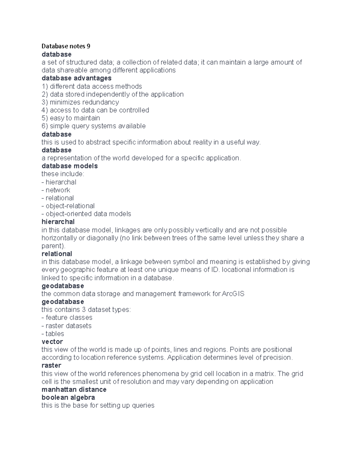 Database notes 6 - database a representation of the world developed for ...