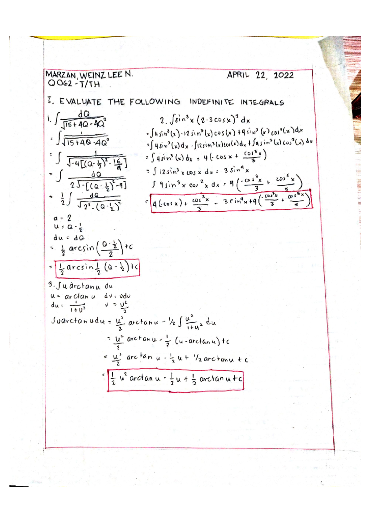 Integral Calculus Activity 3 - Calculus 2 - Studocu