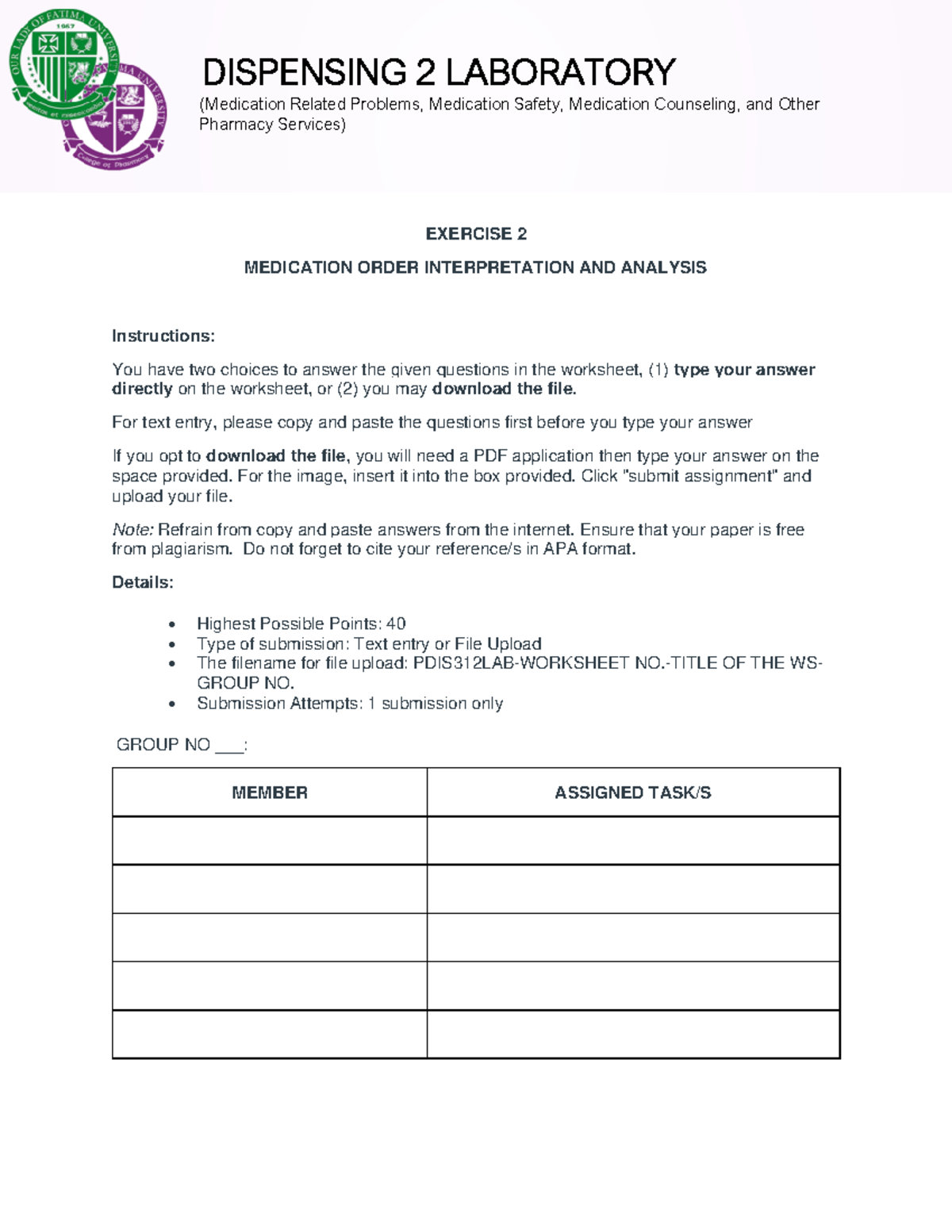 PDIS312LAB- Worksheet 2- Medication Order Interpretation AND Analysis-1 ...