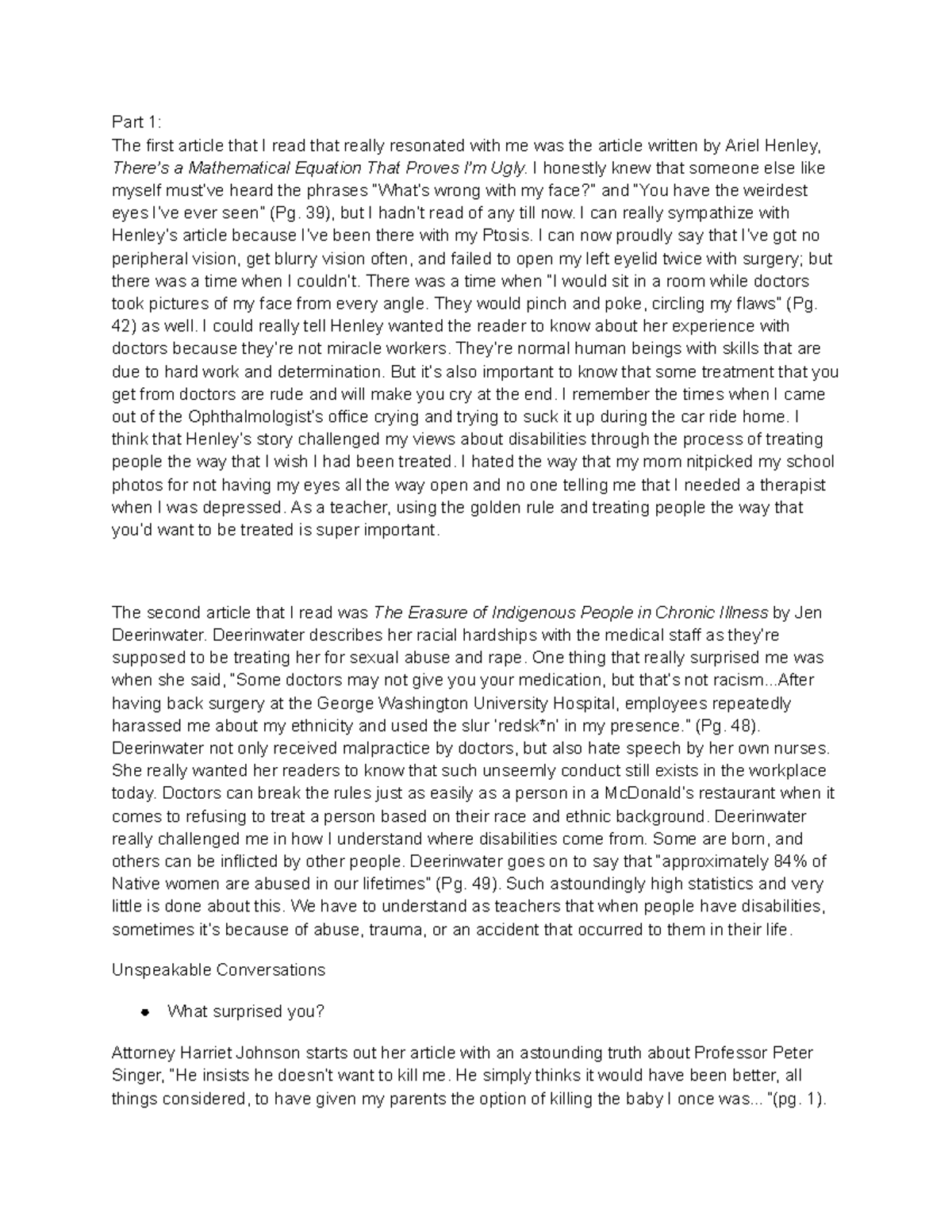 Disabilities Visibility Book Summaries Part 1 - Part 1: The first ...