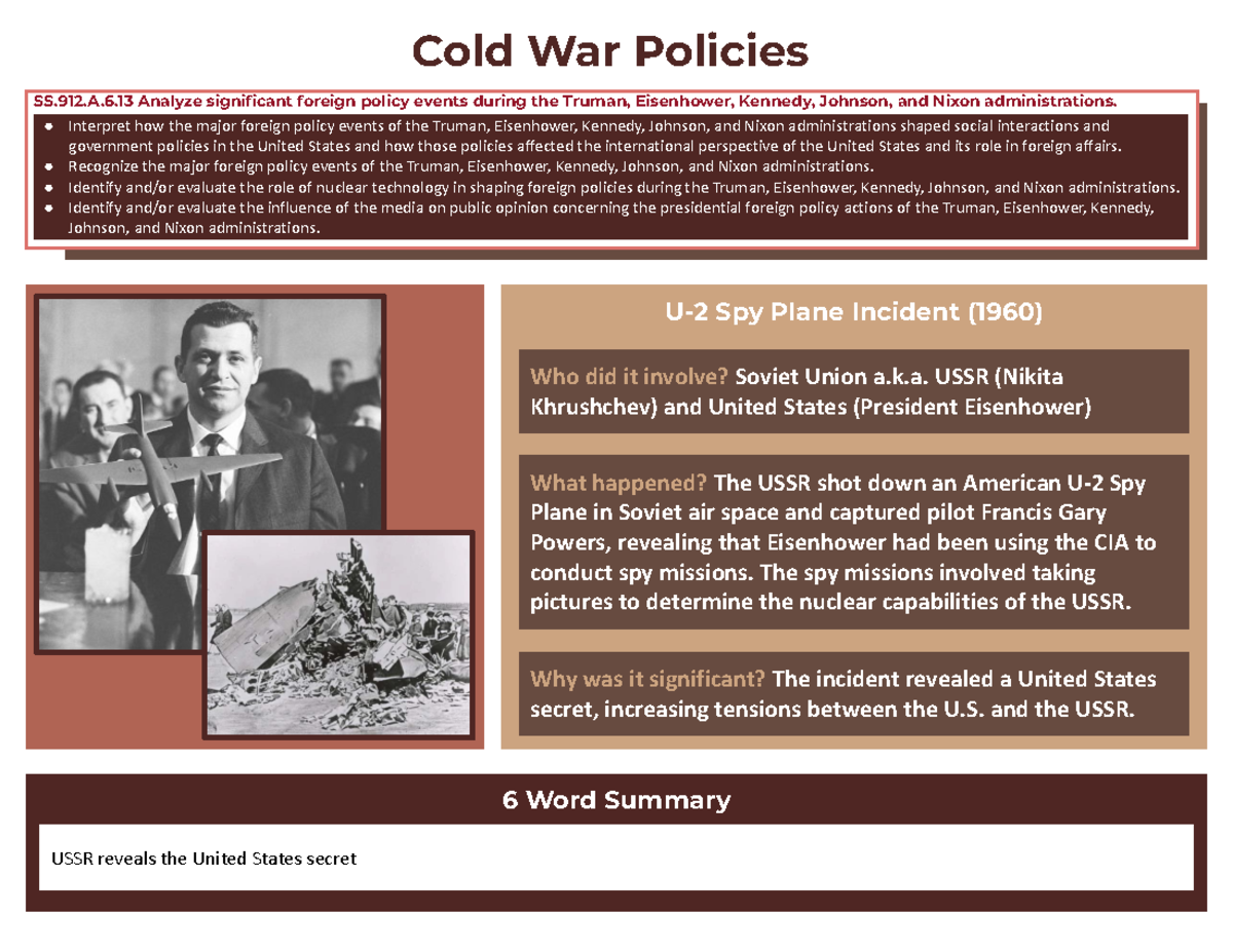Cold War Policies - I don't know man, I just want the answers. - SS.912 ...