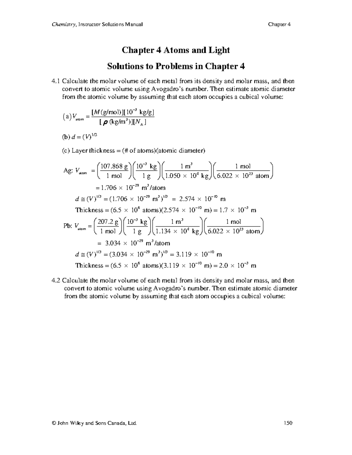 Sm04 - textbook question answers - Chapter 4 Atoms and Light Solutions ...