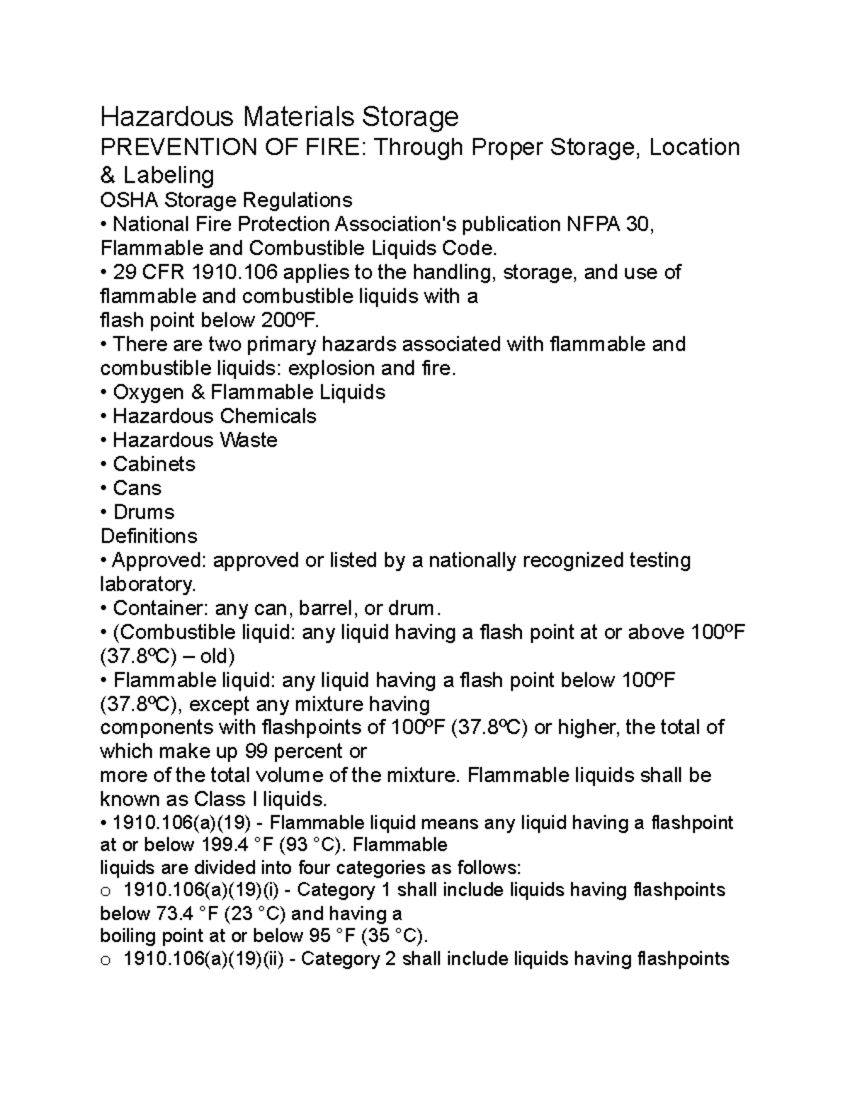 Hazardous Materials Storage - Hazardous Materials Storage PREVENTION OF ...