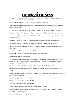 Dr Jekyll and Mr Hyde Quotes All Chapters - Dr Jekyll and Mr Hyde “The ...