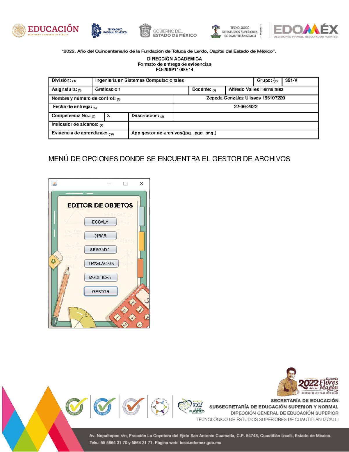 Practica-Gestor - asdsda - DIRECCIÓN ACADÉMICA Formato de entrega de ...