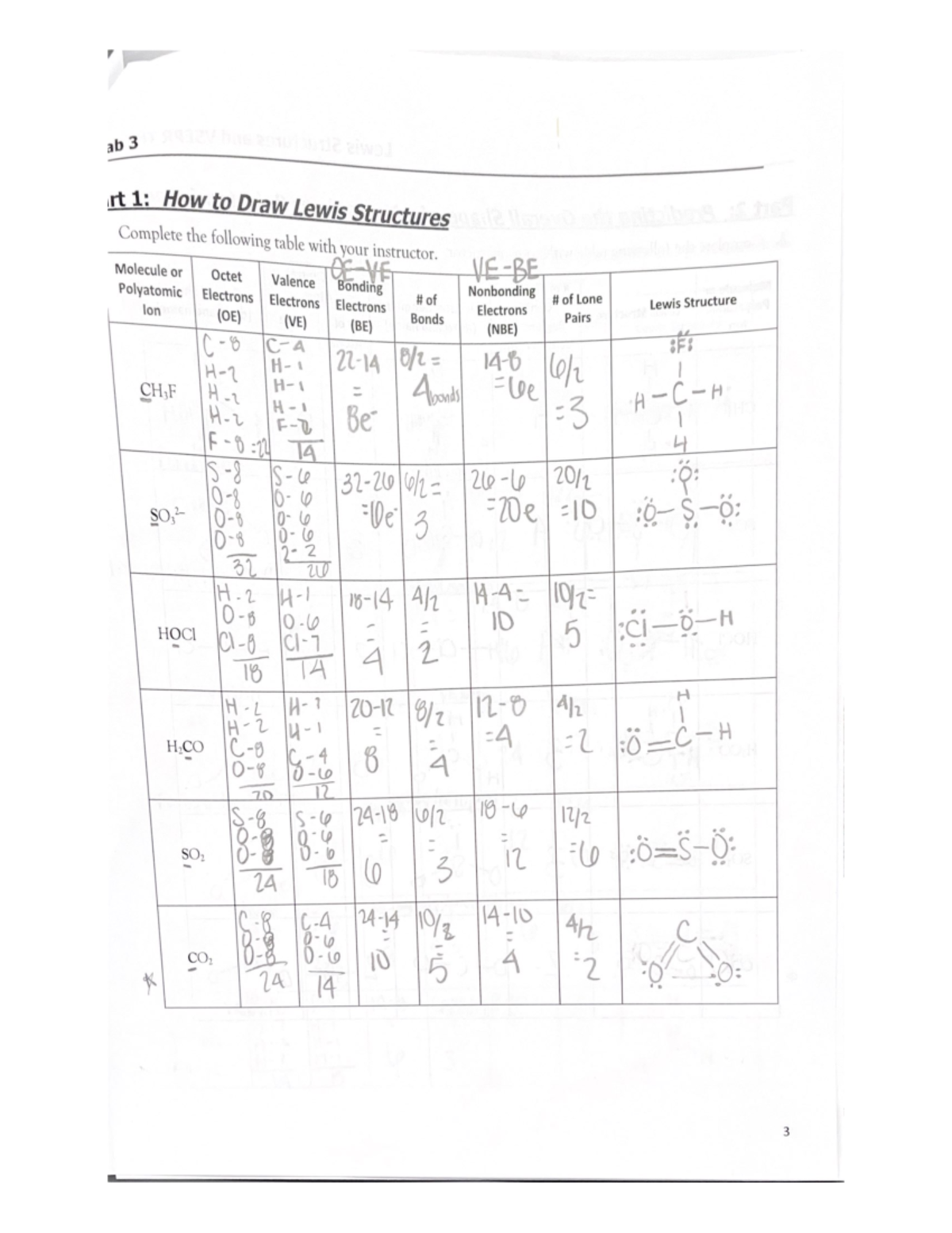 Lab 3 - Completed Lab packet Assignment - Professor Gnezda - CHEM 101 ...