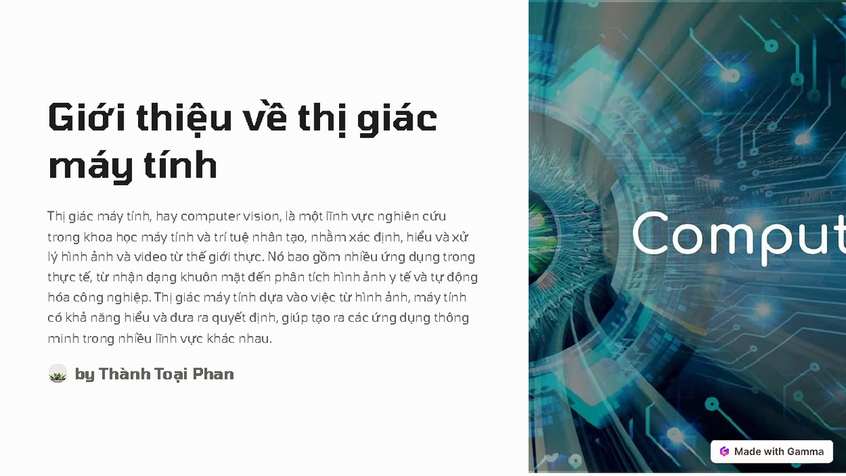 Gioi thieu ve thi giac may tinh - Giới thiệu về thị giác máy tính Thị giác máy tính, hay ...