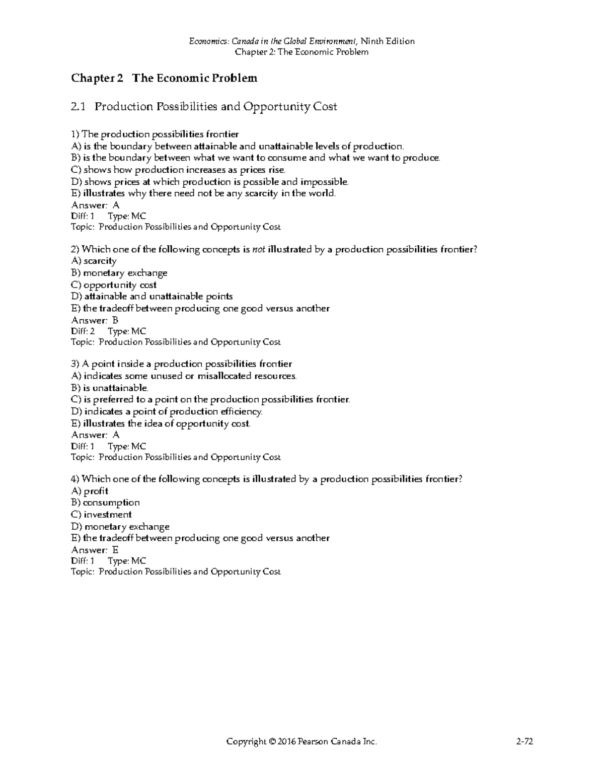 Exam 11 February 2018, questions and answers - Chapter 2: The Economic ...