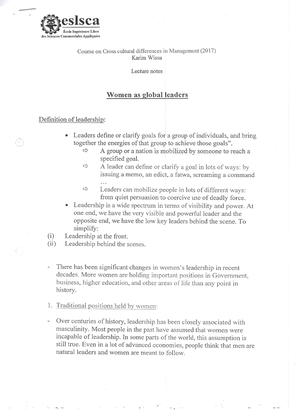 Cross Culture Communications and Negotiations Lecture 2 Notes - Cross ...