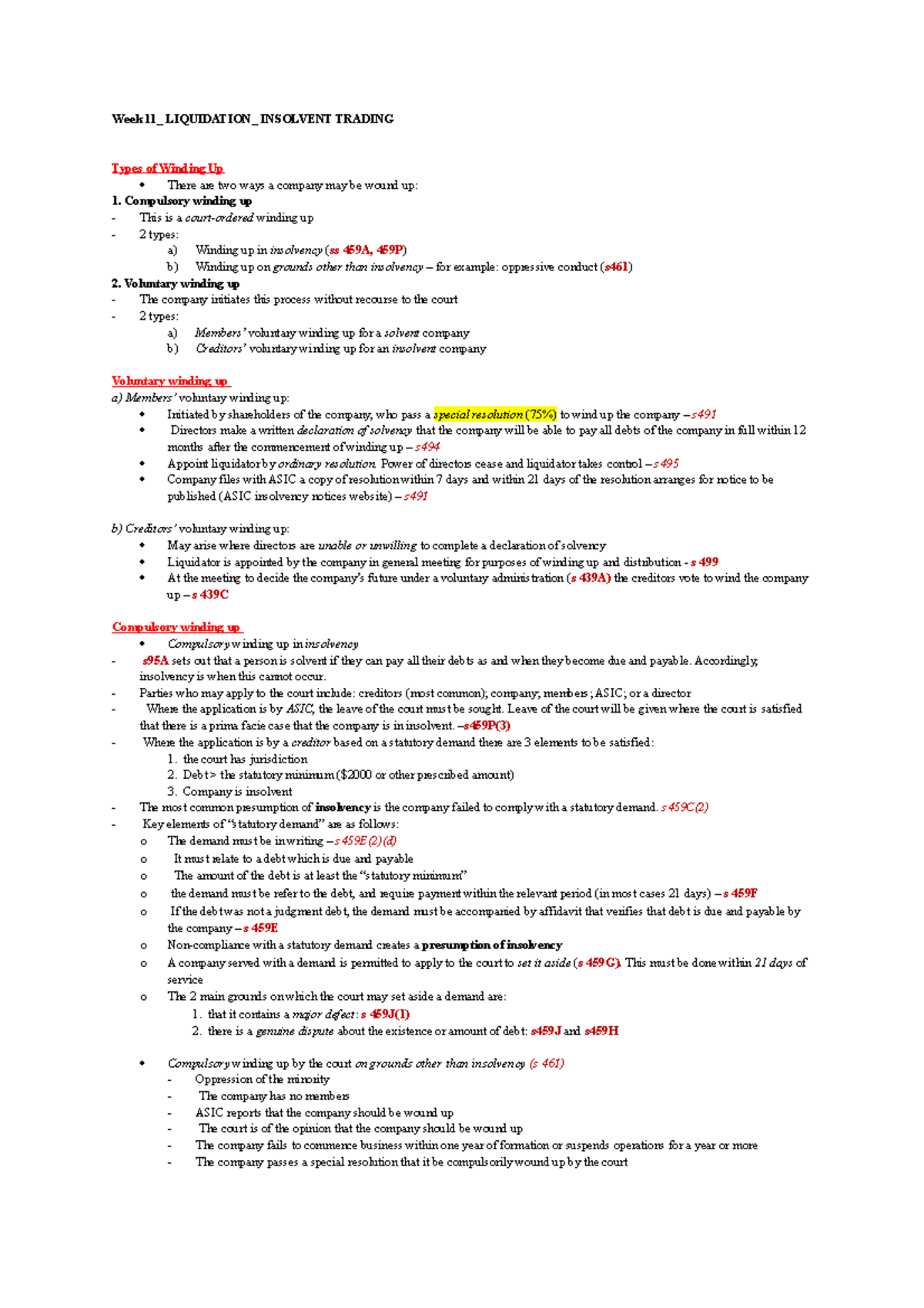 Lecture 11 Week 11 ACCG2051 - Week 11_ LIQUIDATION_ INSOLVENT TRADING ...