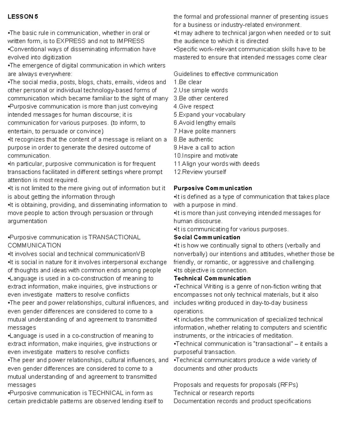 PURCOM - midterms - LESSON 5 •The basic rule in communication, whether in oral or written form ...