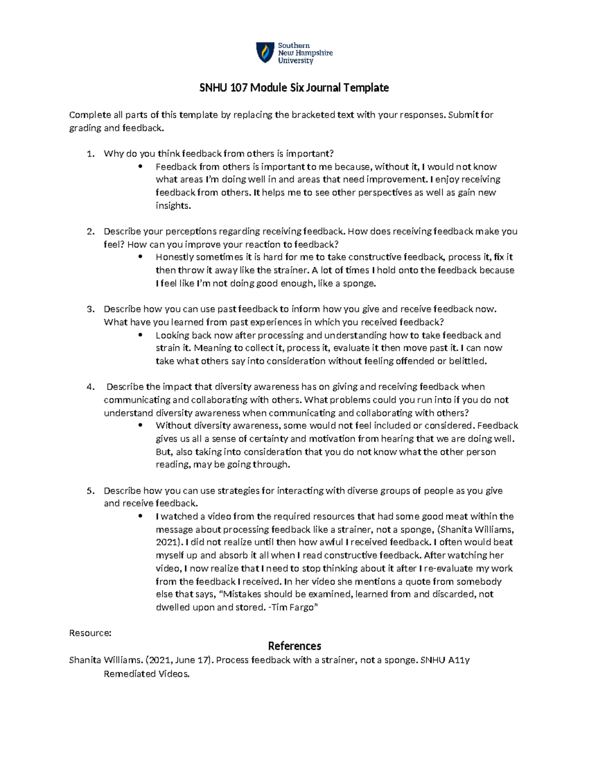 SNHU 107 Module Six Journal Template - SNHU 107 Module Six Journal ...
