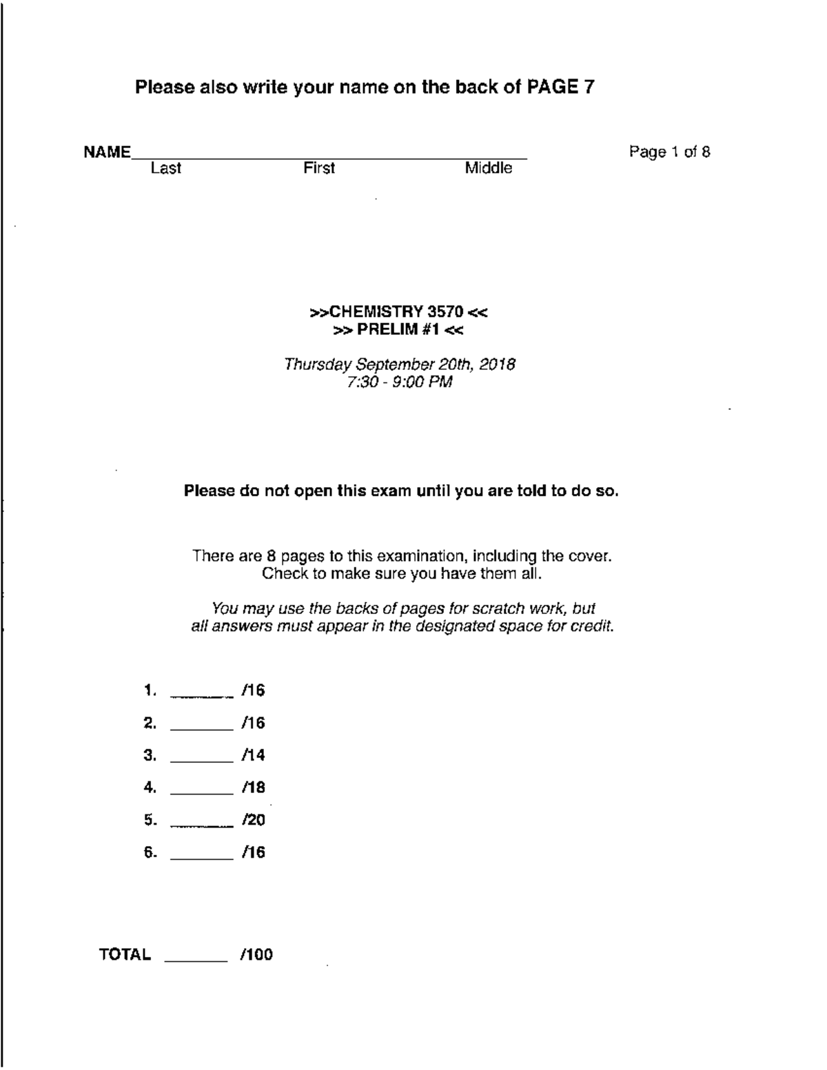 Second Practice Prelim 1 2019 - CHEM 3570 - Studocu