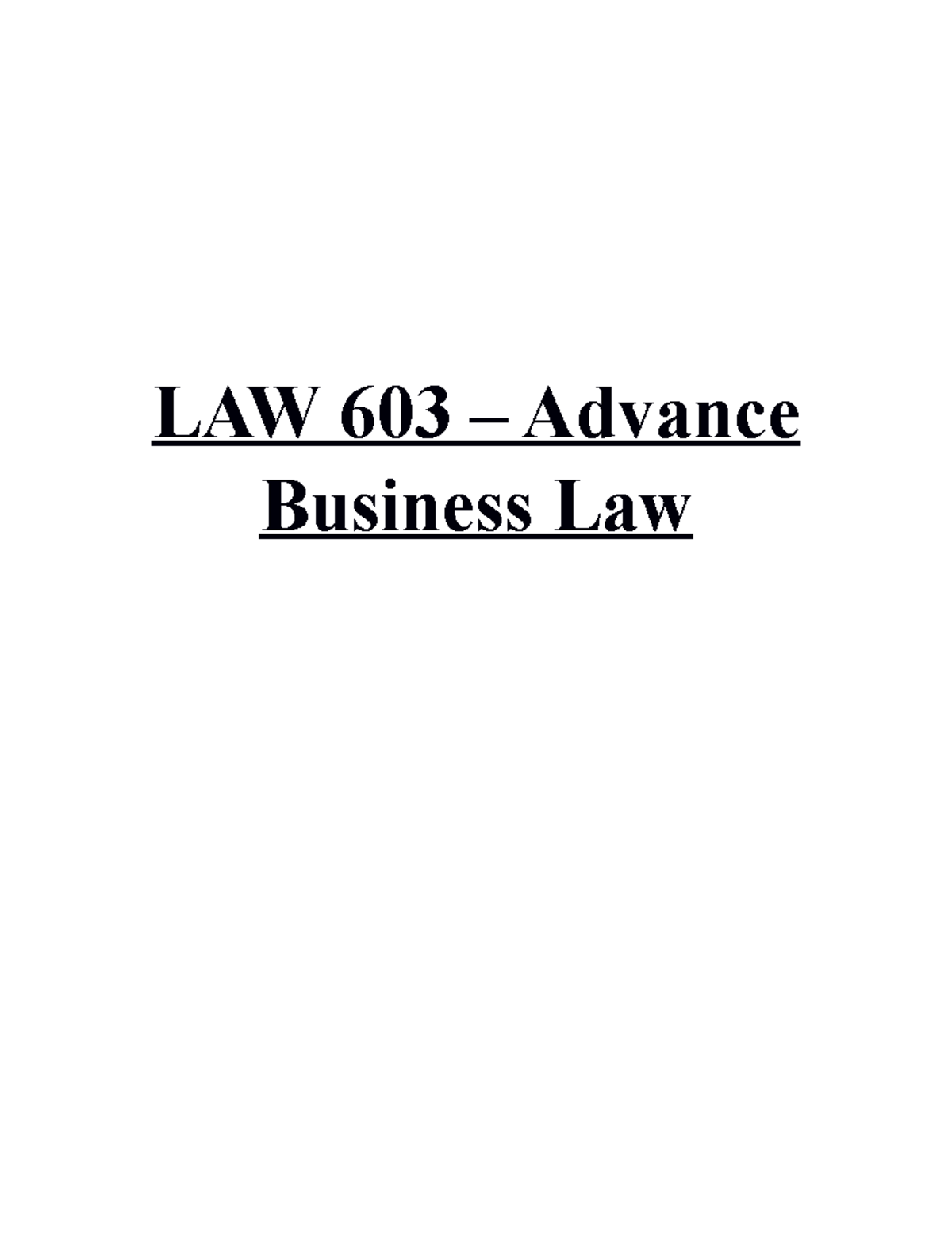 LAW603 Advance Business Law Notes - LAW 603 – Advance Business Law ...