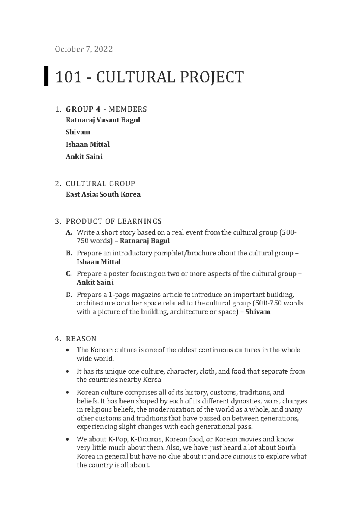 101 Cultural Project - October 7, 2022 101 - CULTURAL PROJECT GROUP 4 ...