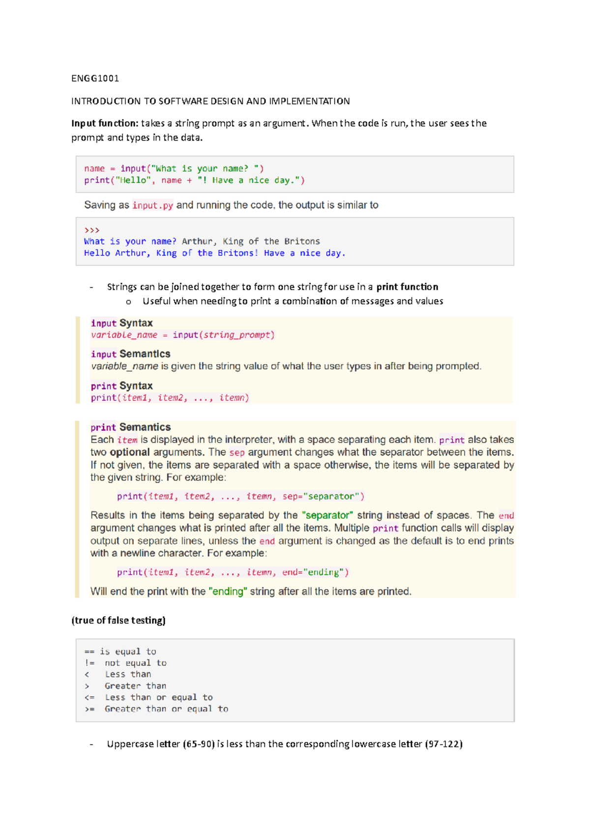 WEEK 1 - ENGG INTRODUCTION TO SOFTWARE DESIGN AND IMPLEMENTATION Input ...