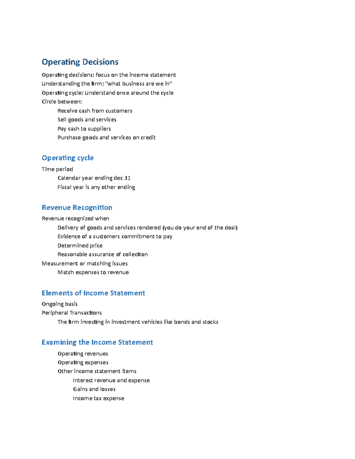 Ch. 3 Operating Decisions - Operating Decisions Operating decisions ...