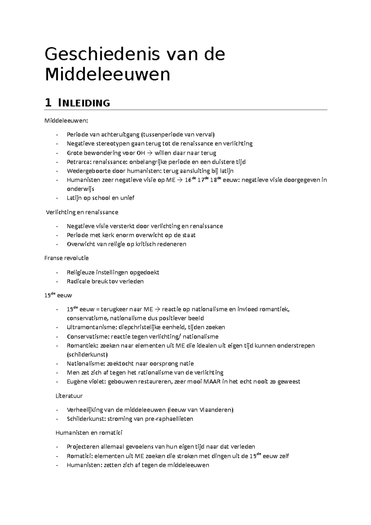 Geschiedenis ME les één - Geschiedenis van de Middeleeuwen 1 INLEIDING ...