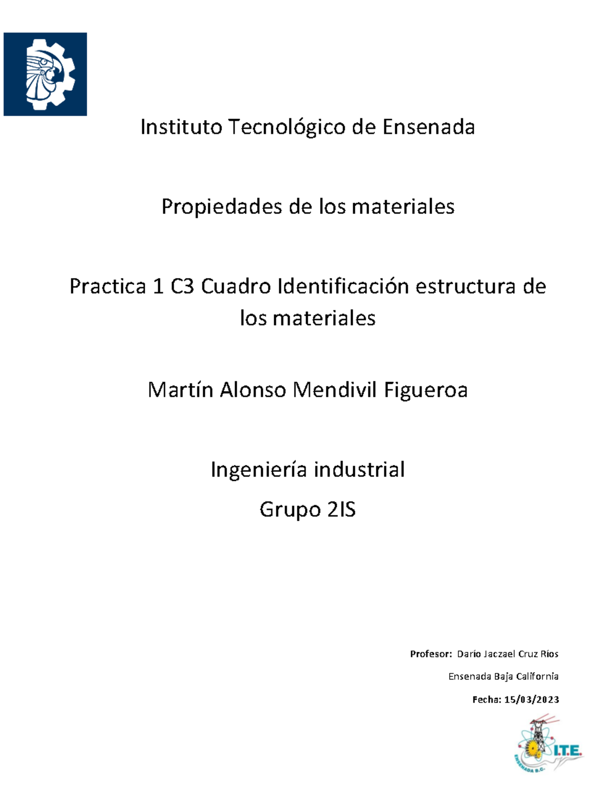 Practica 1 C3 Cuadro Identificación estructura de los materiales ...
