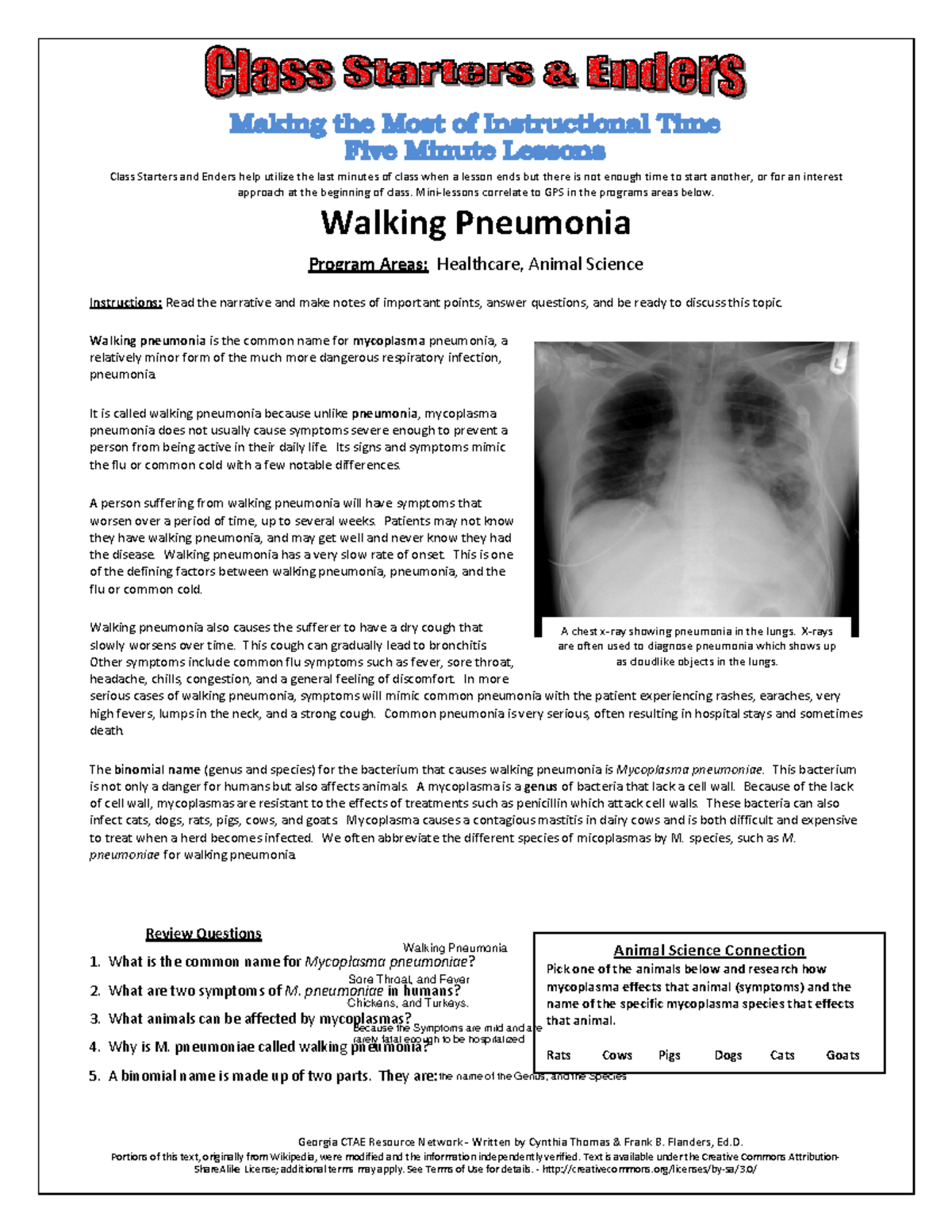 Annotated Walking Pneumonia - Georgia CTAE Resource Network - Written ...