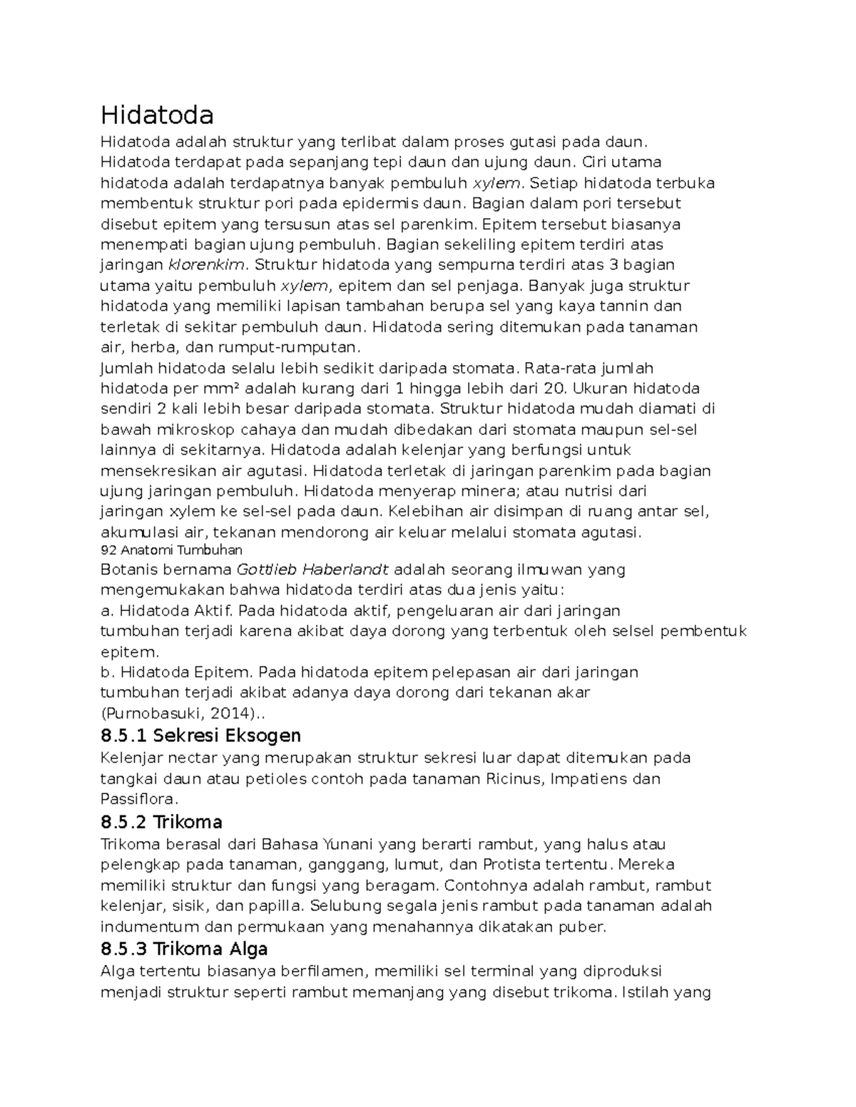 Hidatoda - catatan - Hidatoda Hidatoda adalah struktur yang terlibat ...