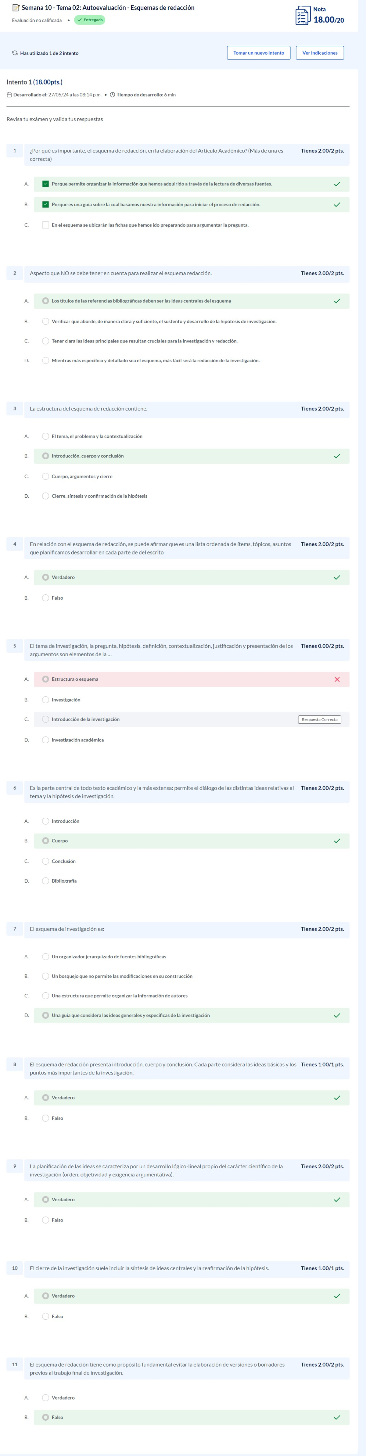 Semana 10 - Tema 02Autoevaluación - Esquemas de redacción - Investigación Académica - Studocu