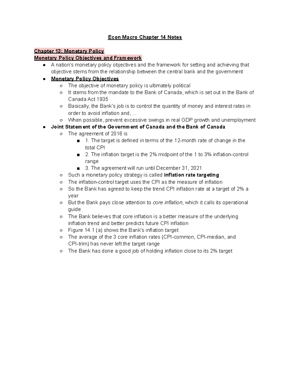 Econ Macro Chapter 14 Notes - Econ Macro Chapter 14 Notes Chapter 13 ...