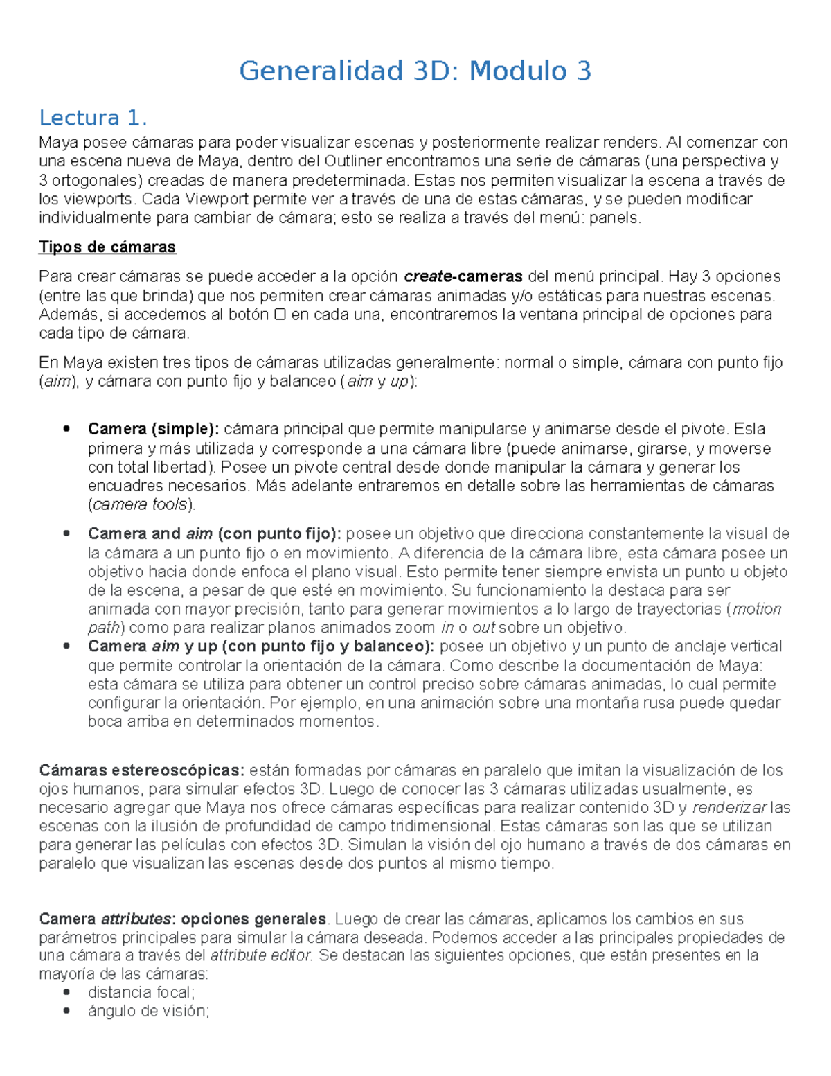 Resumen Generalidad 3d Modulo 3 - Generalidad 3D: Modulo 3 Lectura 1 ...
