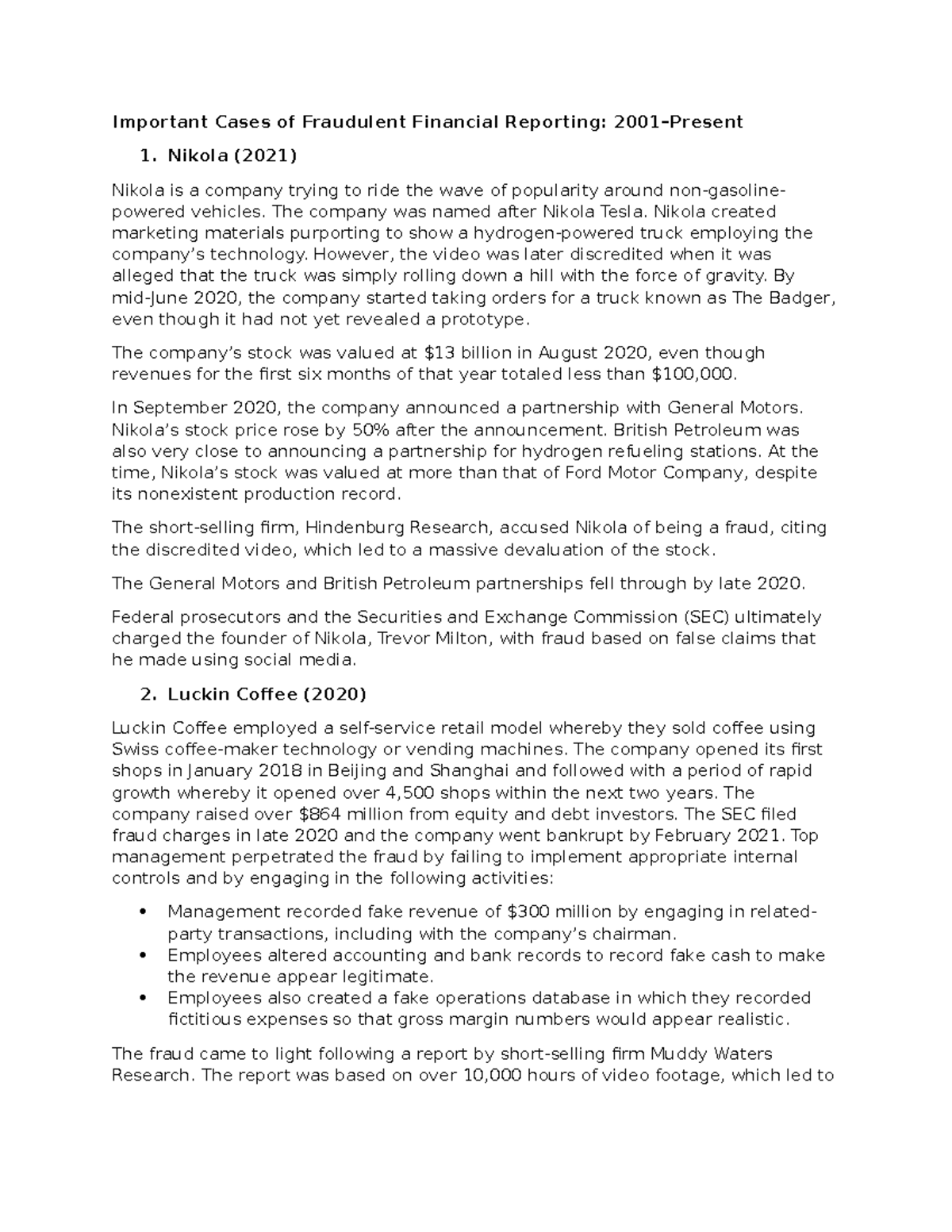 Fraud Cases examples - Important Cases of Fraudulent Financial ...