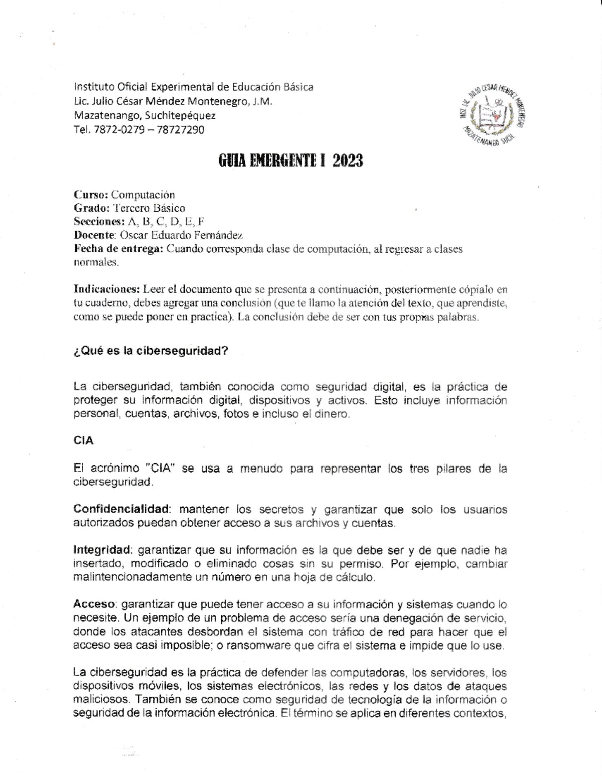 Computacion 3o. basico - lnstituto Oficial Experimental de Educación ...