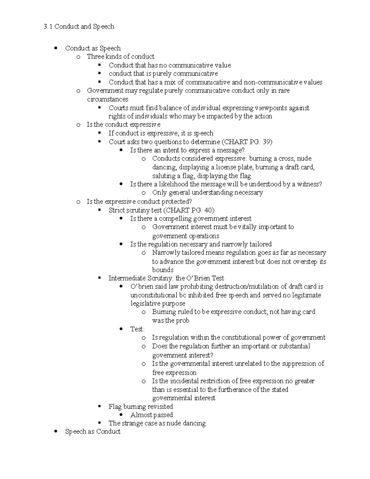 3.1 Conduct and Speech - Summary Communication and the Law - 3 Conduct ...