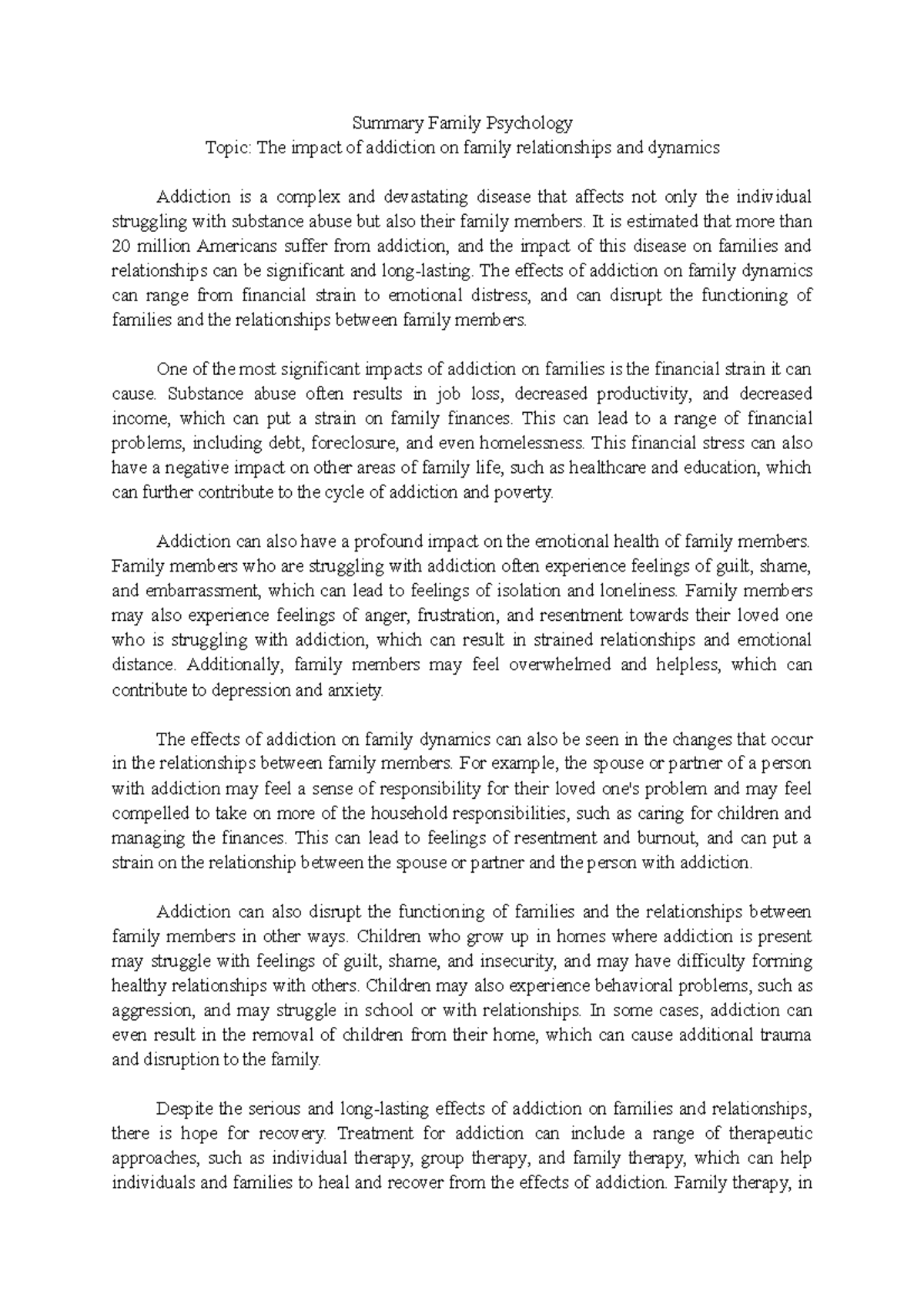 7. Summary Family Psychology#7 - Summary Family Psychology Topic: The ...